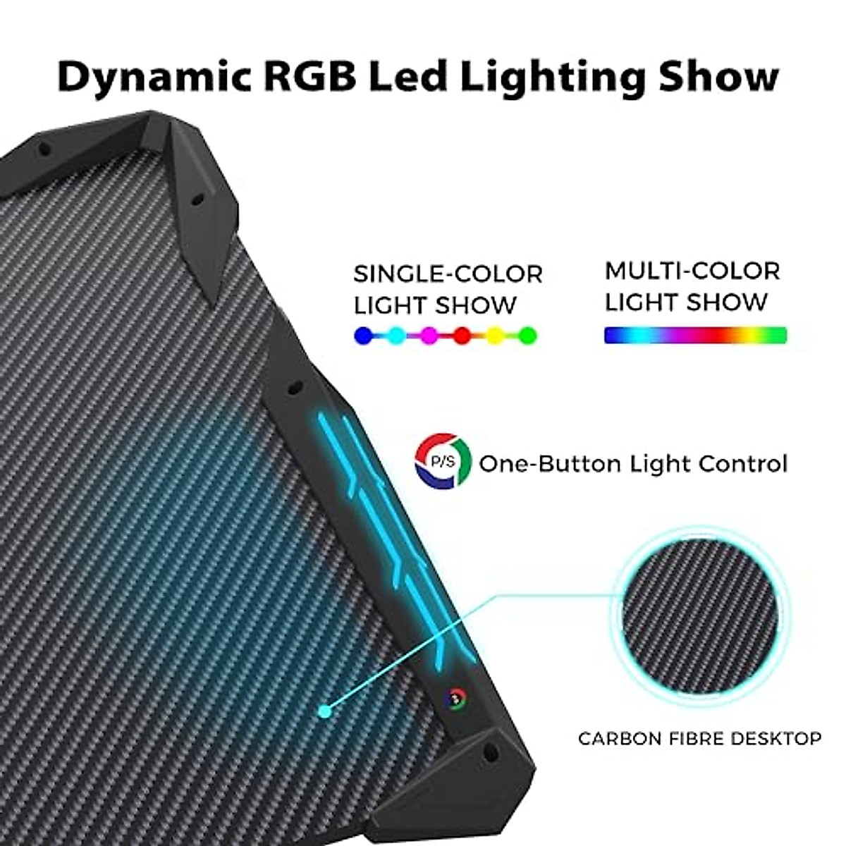 EUREKA ERGONOMIC Z60 Gaming Desk with Led Lights, 60 Inch Large RGB Gaming Computer Desk for Home Office Work Study Writing with Mouse Pad, Easy to Assemble, 24" Wide, Carbon Fiber Black