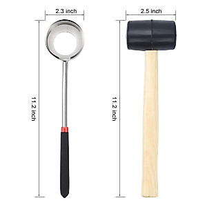 Coconut Opener Tool Set for Young Coconut,Food Grade Stainless Steel Coconut Opener Set with Rubber Mallet