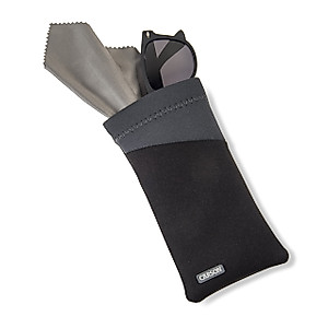 Carson Eyeglass Pouch with Built-in Microfiber Cloth for Eyewear and Sunglasses, Grey (EC-10BKGY) Small