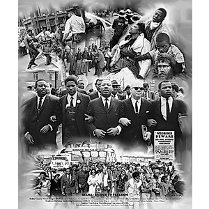 Wishum Gregory Selma: Bridge to Freedom (11x8.5 inches - Black History Art - Black Frame)