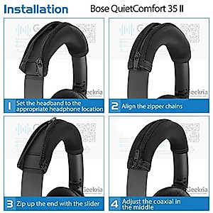 Geekria Headband Cover Compatible with Bose QC45 QuietComfort 35 II, QC35, QuietComfort 25, QC25 Headphones/Headband Protector/Headband Cover Cushion Pad Repair Part, Easy DIY Installation