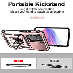 Suyomo for for Samsung Galaxy A54 5G Case with HD Screen Protector [2PCS],Samsung A54 5G Case with Camera Cover + 360 Rotatable Stand Kickstand,Military Grade Heavy Duty Sturdy Case (Rose Gold)