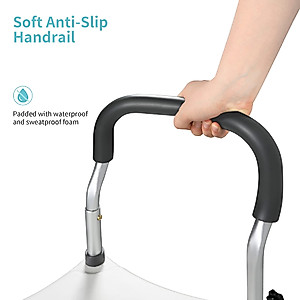 Raised Toilet Seat, Extra Wide Raised Toilet Seat with Handles, 5 Inch Elevated Toilet Seat Riser with Adjustable Legs for Elongated or Standard Commode Heavy Duty Bathroom Assist Safety Frame