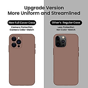 Cordking Designed for iPhone 13 Pro Case, Silicone Full Cover [Enhanced Camera Protection] Shockproof Protective Phone Case with [Soft Anti-Scratch Microfiber Lining], 6.1 inch, Light Brown