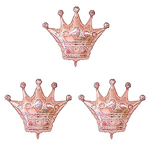 3Pcs Crown Balloons Foil Helium Mylar Balloon Rose Gold,For Birthday Party Decorations