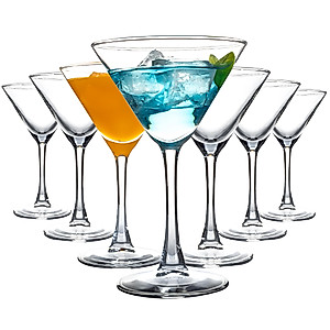 YANGNAY Martini Glasses Set of 7, 6 oz Reusable Cocktail Glasses with Stem, Perfect for Parties Margarita, Gimlet, Cosmopolitan, Dishwasher Safe