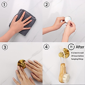 Vanloory Bath Towel Hooks, 6 Pack Self Adhesive Coat Hooks, Sturdy No Drilling Robe Hook, SUS 304 Stainless Steel Heavy Duty Clothes Hanger, Wall Hooks for Bathroom Bedroom Kitchen (2 in, ‎Gold)