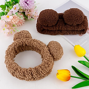 Casoty 2 Pcs Bear Ears Headbands, Animal Ear Headband, Skin Care Headbands Cute, Spa Headband for Party Cosplay Makeup Washing Face