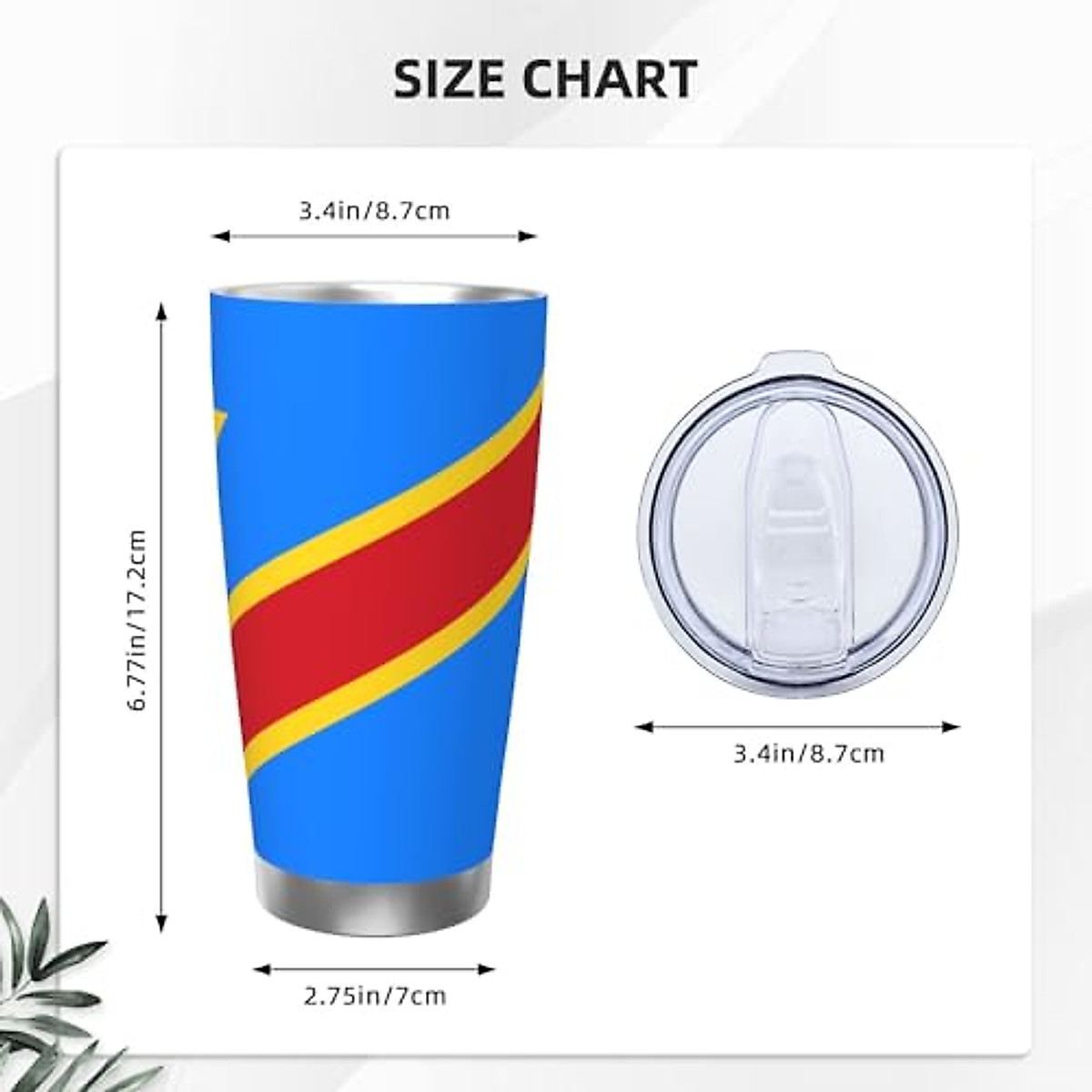 WXZYFP Car cup (single silver rim), can use a straw or drink directly, easy to use.Flag of the Congo