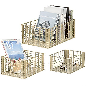 MyGift Gold Wire Small Baskets for Organizing, Nesting Decorative Metal Storage Bin with Handles, Set of 3