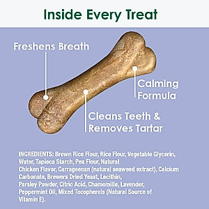 Bonies Natural Calming Formula Small-Sized Single Bone - Contains Chamomile & Lavender, Help Anxiety, Excessive Barking & Trembling, Chicken Flavor, [Small Dogs], 120 Bones