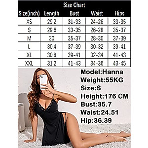 Avidlove Sexy Nightgowns for Women Lace Chemise Lingerie Full Slip Low Back Sleepwear Dress Black