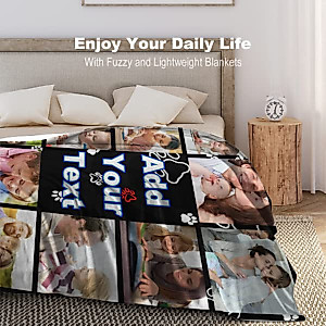 Custom Blankets with Photos, Custom Pet Photo Blankets, Bed Throw Blanket, Collage Picture Throw, from Kid or Adults Photos, for Family Friend Gift (10 Photos)