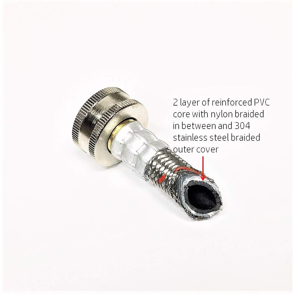 2-Pack Premium Stainless Steel Washing Machine Hoses - 6 FT No-Lead Burst Proof Red and Blue Lined Water Inlet Supply Lines - Universal 90 Degree Elbow Connection - 10 Year Warranty