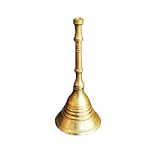 PARIJAT HANDICRAFT Handheld ghanti Indian Brass handbell Colorful Decorative Jingle Bell for Christmas mandir Pooja Items Wedding Diwali Home Office Decor Hand-Bell (3-Inch)