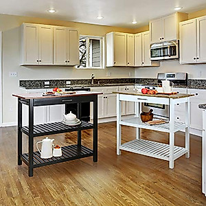 Casual Home Solid Hardwood Top, Natural/White, 40" W (373-91) Kitchen Island, Natural&White