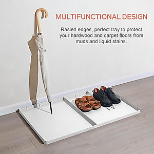 Sdpeia Under Sink Mat, Upgrade 2 PCS Set Interlocking Kitchen Bathroom Cabinet Mats Waterproof Silicone Undersink Tray Up to 3.8 Gallons 34 inx 22 in Splicable Mat (White)