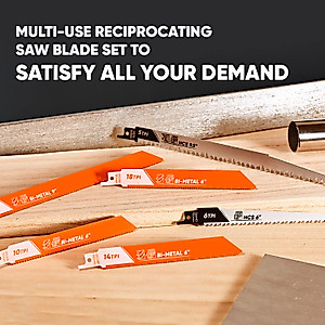 amoolo Reciprocating Saw Blades Set 15pcs, Sawzall Blades for Wood and Metal Cutting, Multi-Purpose Pruning Saw Blades Set