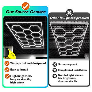 Ofenrd Large Hexagon Garage Lights 14 Hex Led Lights with Rectangle Frame Octagon Honeycomb Commercial Lighting for Garage Car Detailing Barber Shop Gym Warehouses Basement.
