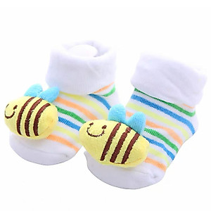 FedMois 6 pairs Baby 3D Cartoon Anti-Skid Booties Socks Slippers Shoes, girls, 0-9 Months