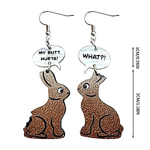 Bunny Conversation Earrings Acrylic Earrings Easter Cute Bunny Earrings, 1 Pair of Earrings for Women Girls