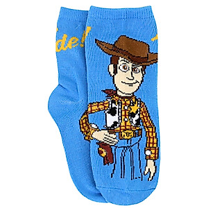 Disney Toy Story Novelty Crew Socks for Boys, Forky Woody Buzz Daredevil Alien Multi Pack of 5, Small