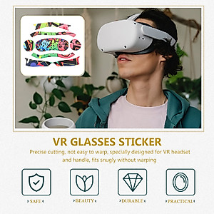 Angoily 1 Sheet Pico 4 Stickers Vr Headset and Controller Sticker Vr Headset Controller Sticker Vr Headset Sticker Vr Glasses Wrap Skin Vr Headset Skin 3D Headwear Protective Sticker PVC