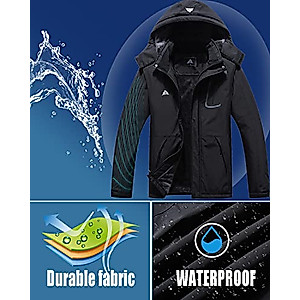 MOERDENG Men's Mountain Waterproof Ski Jacket Windproof Rain Windbreaker Winter Warm Hooded Snow Coat