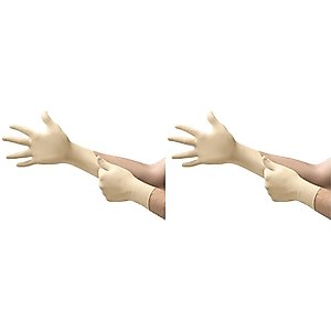 Ansell Microflex Diamond Grip MF-300 Disposable Latex Gloves for Automotive, Machinery Industries - Large, Natural Clear (Box of 100) (Pack of 2)