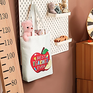 Capoda 8 Pack Christmas Appreciation Gifts for Teachers Canvas Tote Bags Retirement Teacher Appreciation Gifts(White)