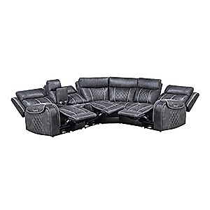 Lexicon Hartley Wall-Hugger Modular Power Reclining Sectional Sofa, All Chairs, Gray