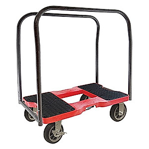 SNAP-LOC 1500 LB All-Terrain Panel CART Dolly RED with Steel Frame, 6 in Casters, Panel Bars and Optional E-Strap Attachment