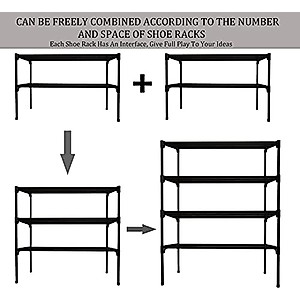 XIANGLV Shoe Rack, 2-Layer Shoe Rack Small, Can Hold 6 Pairs Of Shoes, Shoe Shelf Storage Organizer,Anti-Rust Coating, Suitable For Dormitory, Rental House, Balcony, stacking up (2 Tier), Black