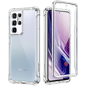 SURITCH Clear Case for Samsung Galaxy S21 Ultra 5G,[Built in Screen Protector][Camera Lens Protection] Full Body Protective Shockproof Bumper Rugged Cover for Galaxy S21 Ultra 6.8 Inch (Clear)