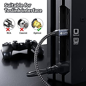 Suplong Optical Digital Audio Cable 6ft/1.8m Fiber Optical Audio Cable Toslink S/PDIF (Nylon Braided,Gold-Plated) for Sound Bar, TV, Sony, Samsung, Bose, LG, Vizio, Sonos
