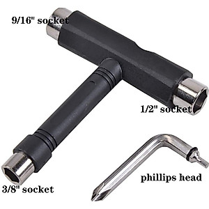 FREEDARE Skateboard Wheels with Bearings 54mm Wheels Skateboard Tool Multifunctional T Tool Set(White)