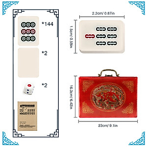 IRONWALLS Chinese Majong Set, 146PCS Mahjong Tile Set with 1” Majongg Tiles, 2PCS Dice & Wooden Carrying Case Box, Complete Majong Game Sets for Travel Party Family Game