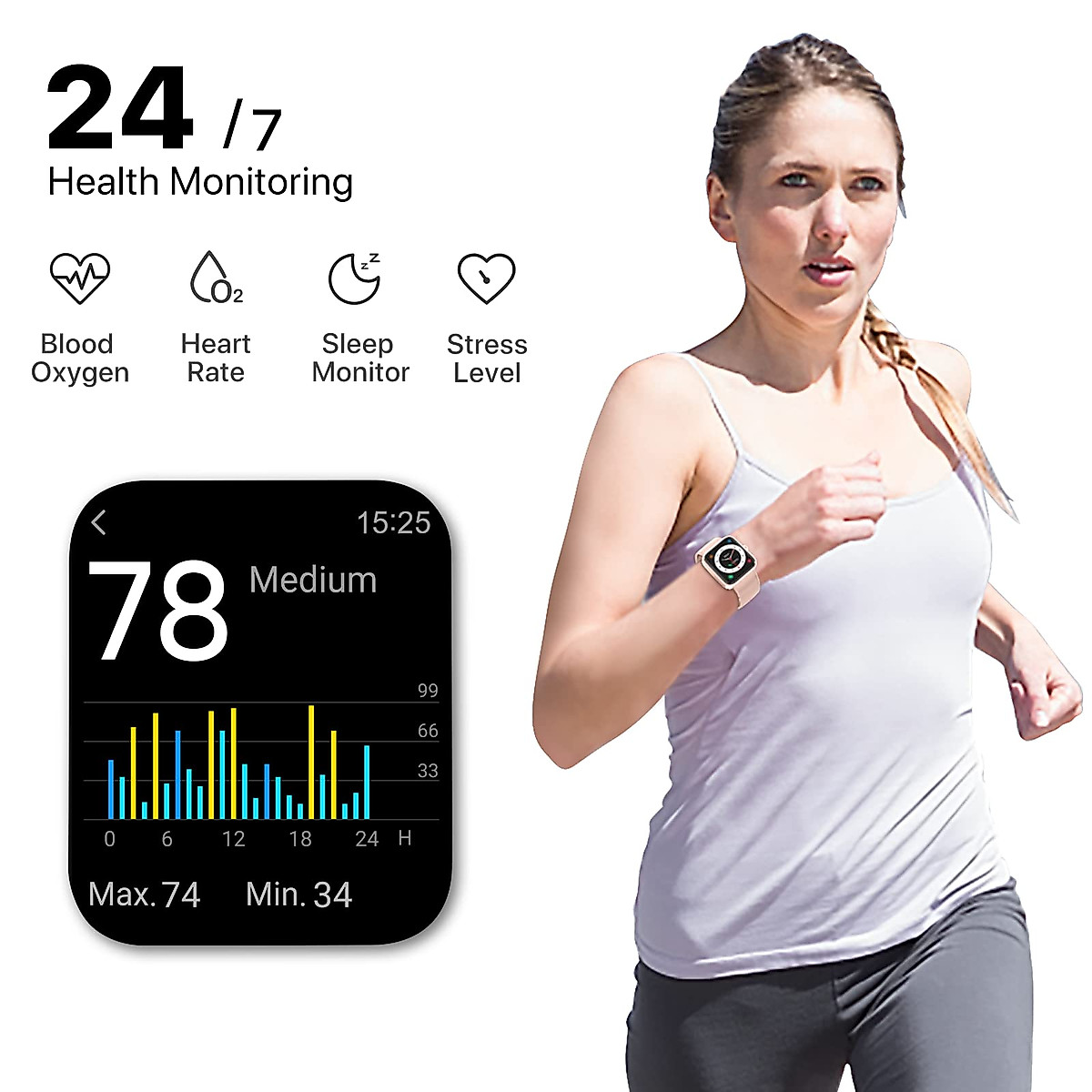 UMIDIGI UFit Pro(40mm) Smart Watch Alexa Built-in,Fitness Tracker with Heart Rate, SpO2 and Sleep Monitor, 5ATM Waterproof HD Color Touchscreen for Men Women Compatible with iPhone & Android