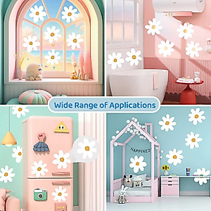 16 PCS Big Daisy Wall Decals Peel and Stick White Daisy Stickers Flower Wall Stickers Cute Floral Wall Decals for Girls Kids Nursery Bedroom Living Room Playroom Classroom Home Wall Art Decor