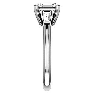 925 Silver, 10K/14K/18K Solid Gold Moissanite Engagement Ring, 3 CT Asscher Cut Handmade Solitaire Ring, Wedding Ring for Women/Her Anniversary Propose Gifts, VVS1 Colorless (925 Silver (White Gold Plated))