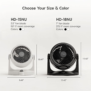 IRIS USA WOOZOO Air Circulator Fan, Vortex Fan, Desk Fan, Portable Fan, 3 Speed Settings, 6 Tilting Head Settings, 74ft Max Air Distance, Large, White