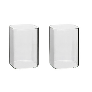 Tupalizy Square Glass Cups Tumbler Highball Drinking Glasses for Water Wine Beer Cocktails Juice Iced Tea Coffee Mixed Drinks Kitchen Party Home Everyday Use Clear Glassware, Set of 2, 8.5oz