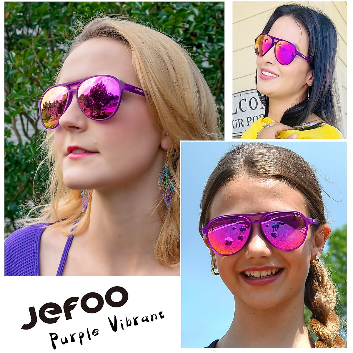 Jefoo Polarized Aviator Sunglasses for Women Men Retro Trendy Sports Sunglasses for Outdoor UV400 Protection