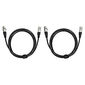 Amazon Basics Standard XLR Male to Female Balanced Microphone Cable, Durable & Flexible, Noise-Cancelling - 6 Feet, 2-Pack, Black