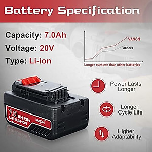 VANON 7.0Ah 20V PCC685L Batteries Replacement for Porter Cable 20V Battery Lithium PCC685LP PCC682L PCC680L PCC680LP 20Volts Batteries,Compatible with Porter Cable 20V Tools 2Packs
