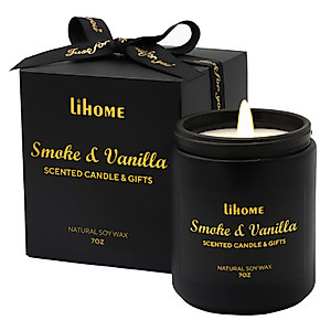 Candles for Men - Room Decor for Men, Gifts for Men, Natural Soy Wax Candles for Home Scented, Smoke Vanilla Black Candles