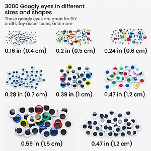 ARTEZA Googly Eyes, 3000 Pieces, Variety of Sizes, Craft Supplies for Creating Puppets, Pet Rocks, Photos, and Dolls, Easter Egg Arts and Crafts