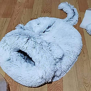 scy Soft Plush Pet Sofa Bed, Square Kennel Fluffy Plush Cat Dog Sofa Mat Dog Mats for Sleeping and Anti Anxiety Plush Soft Fluffy Pet Beds Pet Supplies Pet Nest Cushion (Color : Gray)