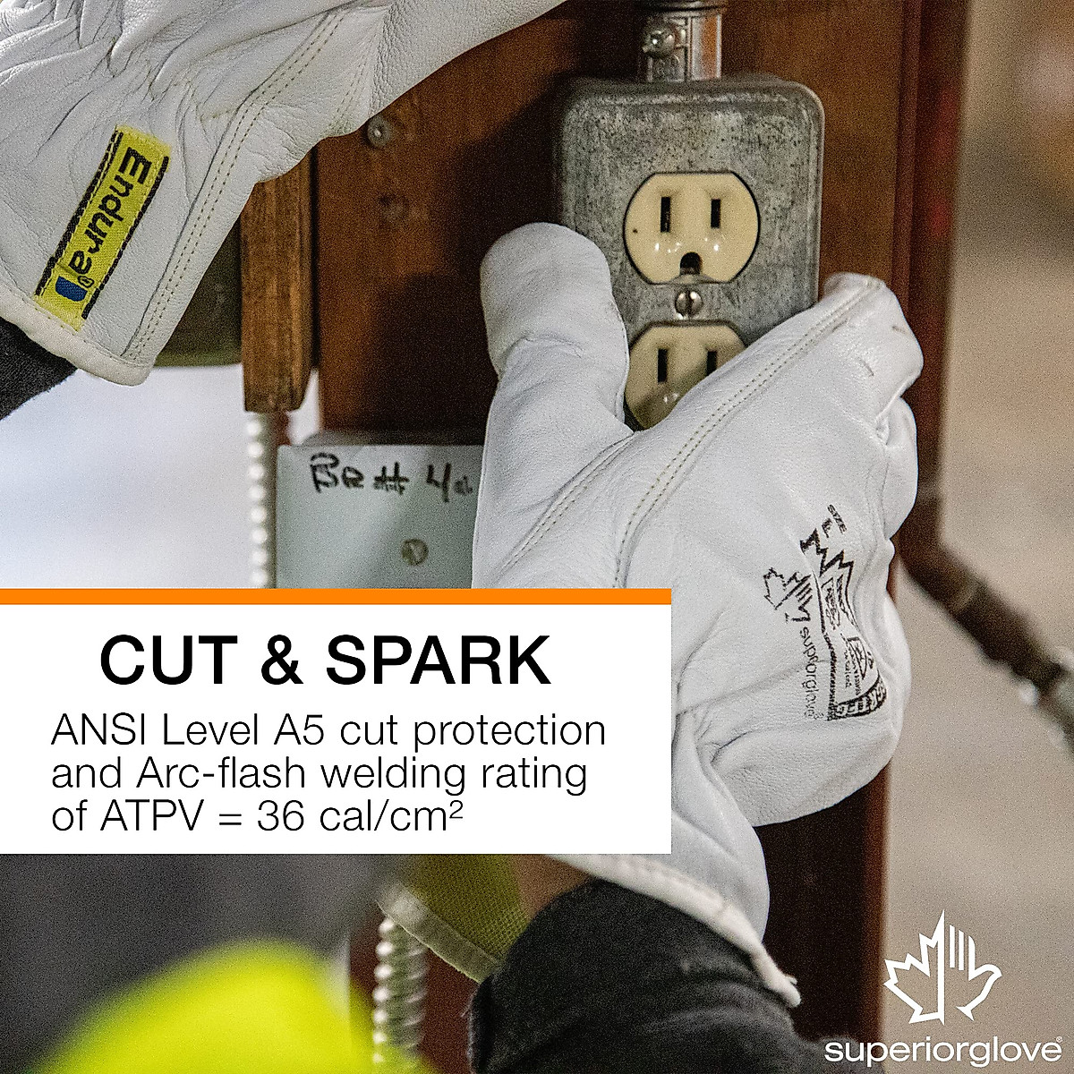 Superior Glove Endura Goatskin Leather Work Gloves with ParaActiv Cut Resistant Protection - Arc Flash Safety Work Gloves 378GKTFG (1 Pair) Large