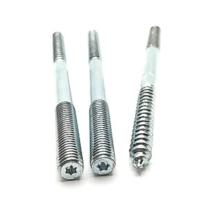 Haozheng Hanger Bolt M10x150 Silvery Double Headed Bolt Self-Tapping Screw with Hexagon for Furniture 8Pcs
